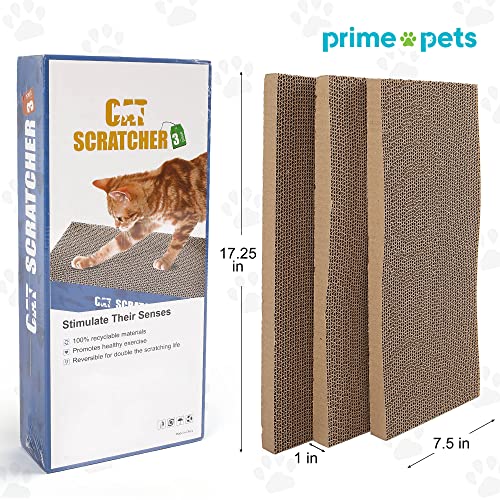 PrimePets Cat Scratcher Cardboard for Indoor Cats, 3 in 1, Cat Scratch Pad with Box, Cat Scratching Board, Reversible Corrugated, Furniture Protector, Catnip Included