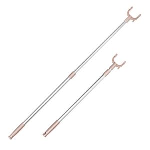 long reach stick for hanging clothes long reach closet pole telescoping closet pole extending closet hook pole with utility hook (light pink)