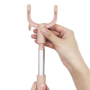 Long Reach Stick for Hanging Clothes Long Reach Closet Pole Telescoping Closet Pole Extending Closet Hook Pole with Utility Hook (Light Pink)