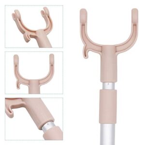 Long Reach Stick for Hanging Clothes Long Reach Closet Pole Telescoping Closet Pole Extending Closet Hook Pole with Utility Hook (Light Pink)