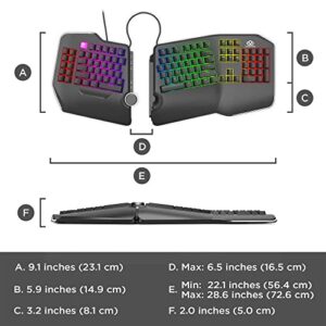 Cloud Nine C989M Ergonomic Mechanical Keyboard for PC - Kailh Tactile Brown Switches - RGB Light Up LED Backlit with USB - Ergo Split Key Board with Macro