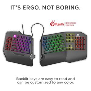 Cloud Nine C989M Ergonomic Mechanical Keyboard for PC - Kailh Tactile Brown Switches - RGB Light Up LED Backlit with USB - Ergo Split Key Board with Macro