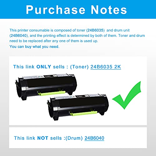 LCL Compatible Toner Cartridge Replacement for Lexmark 24B6035 16000 Pages M1145 XM1145 (2-Pack Black)