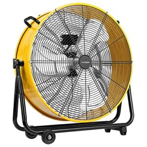 vivosun industrial tilt drum fan 24” heavy duty high velocity floor standing fan 3 speed air circulation for basement warehouse factory, etl certified