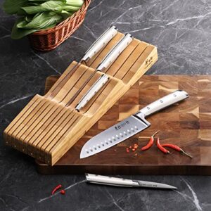 Cangshan S1 Series 1023022 German Steel Forged 5-Piece Knife Set with Bamboo in Drawer Knife Block