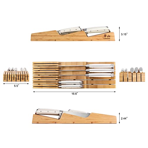 Cangshan S1 Series 1023022 German Steel Forged 5-Piece Knife Set with Bamboo in Drawer Knife Block