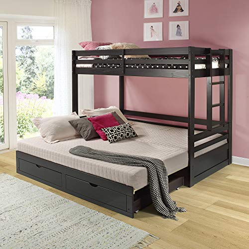 Jasper Twin to King Extending Day Bed with Bunk Bed and Storage Drawers, Espresso