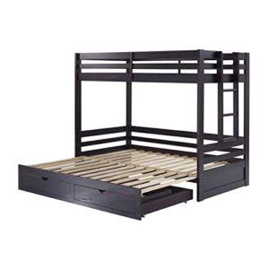 Jasper Twin to King Extending Day Bed with Bunk Bed and Storage Drawers, Espresso