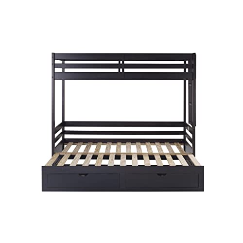 Jasper Twin to King Extending Day Bed with Bunk Bed and Storage Drawers, Espresso