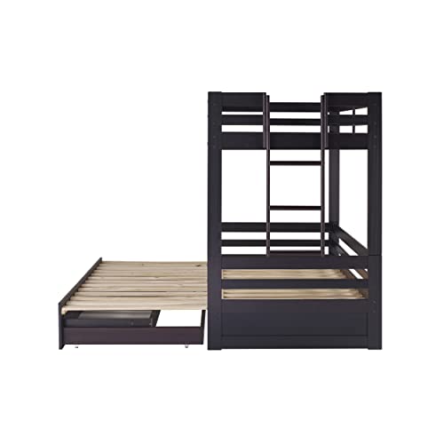 Jasper Twin to King Extending Day Bed with Bunk Bed and Storage Drawers, Espresso