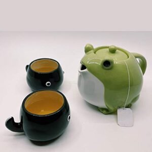 SAN3293 Cute Tableware Teapot & Tea Cup Set, Frog Parent-Child, 20.3 fl oz (600 ml), 5.1 fl oz (140 ml)