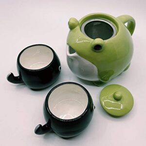 SAN3293 Cute Tableware Teapot & Tea Cup Set, Frog Parent-Child, 20.3 fl oz (600 ml), 5.1 fl oz (140 ml)