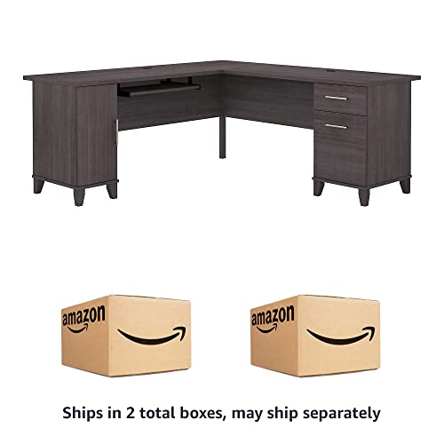 Bush Furniture Somerset L Shaped Desk with Storage, 72W, Storm Gray