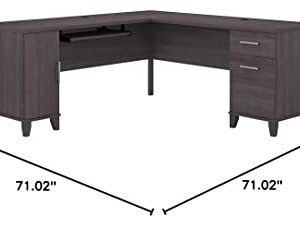 Bush Furniture Somerset L Shaped Desk with Storage, 72W, Storm Gray