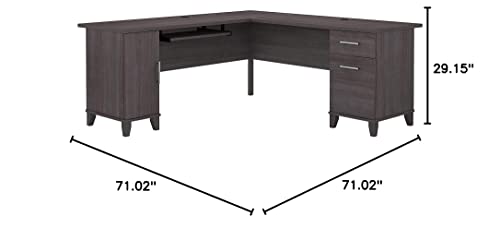 Bush Furniture Somerset L Shaped Desk with Storage, 72W, Storm Gray