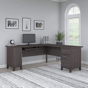 Bush Furniture Somerset L Shaped Desk with Storage, 72W, Storm Gray