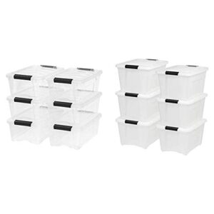 iris usa, inc. tb-42 12 quart stack & pull box, clear, 6 stack and pull tb-28 32 quart stack & pull box, multi-purpose storage bin, 6 pack, pearl