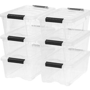 IRIS USA, Inc. TB-42 12 Quart Stack & Pull Box, Clear, 6 Stack and Pull TB-28 32 Quart Stack & Pull Box, Multi-Purpose Storage Bin, 6 Pack, Pearl