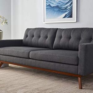 Safavieh Couture Home Gneiss Mid-Century Modern Slate Grey and Dark Brown Tufted Sofa