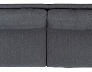 Safavieh Couture Home Gneiss Mid-Century Modern Slate Grey and Dark Brown Tufted Sofa