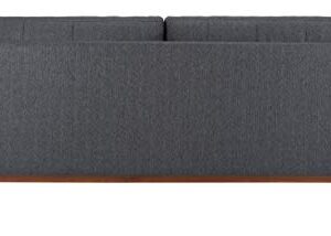 Safavieh Couture Home Gneiss Mid-Century Modern Slate Grey and Dark Brown Tufted Sofa