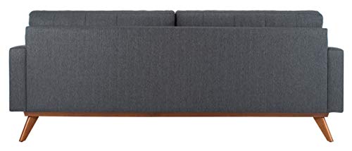 Safavieh Couture Home Gneiss Mid-Century Modern Slate Grey and Dark Brown Tufted Sofa