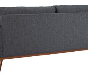 Safavieh Couture Home Gneiss Mid-Century Modern Slate Grey and Dark Brown Tufted Sofa