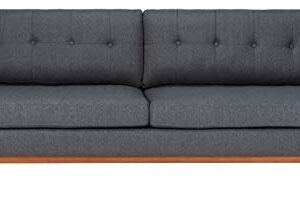 Safavieh Couture Home Gneiss Mid-Century Modern Slate Grey and Dark Brown Tufted Sofa