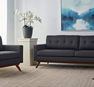 Safavieh Couture Home Gneiss Mid-Century Modern Slate Grey and Dark Brown Tufted Sofa