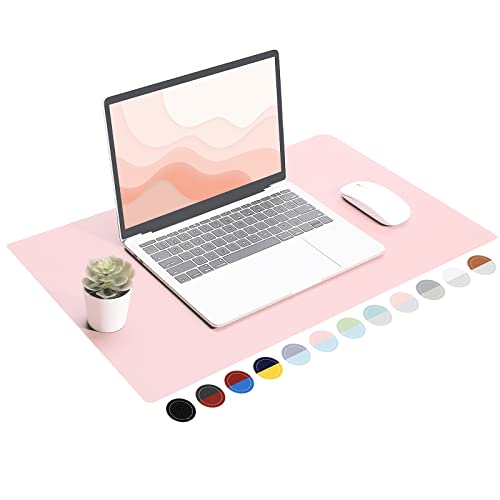 TOWWI Dual Sided Desk Pad, 24" x 14" Large Desk Mat, Waterproof Desk Blotter Protector Mouse Pad, Leather Desk Pad Large for Keyboard and Mouse (Blue/Pink)