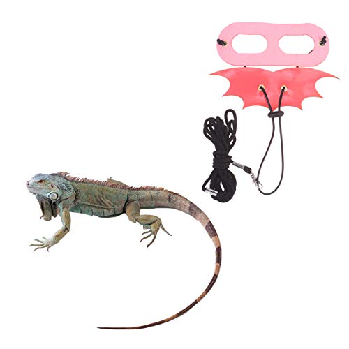 Balacoo Adjustable Bearded Dragon Harness Reptile Leash Lizard Nylon Suede Traction Rope with Bat Wings for Guinea Pig Hamster Amphibians