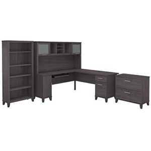 bush furniture somerset 72w l shaped desk with hutch, lateral file cabinet and bookcase