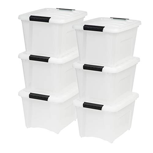 IRIS USA, Inc. TB-28 32 Quart Stack & Pull Box, Multi-Purpose Storage Bin, 6 Pack with Inc TB-17 19 Quart Stack & Pull Box, Multi-Purpose Storage Bin, 6 Pack