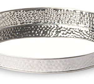 Monarch Abode Hand Hammered Oval Stainless Steel Decorative Serving Tray, Nickel