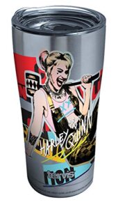 tervis warner brothers - birds of prey harley quinn stainless steel insulated tumbler with clear and black hammer lid, 20oz, silver