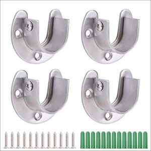 closet rod brackets heavy duty stainless steel closet rod holder u shape socket bracket end for shower rod holder closet rar bracket closet pole socket 1 inch curtain rod bracket with screws 2 sets