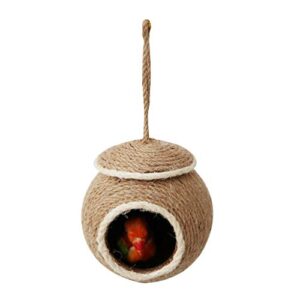 popetpop hamster toys bird toys handing bird nest house - weaving rope natural shell bird house, lovebirds breeding nesting box for small animal, bird cage toy hamster toys bird toys