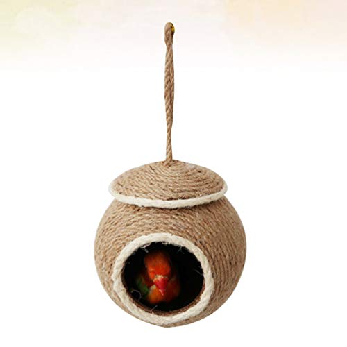 POPETPOP Hamster Toys Bird Toys Handing Bird Nest House - Weaving Rope Natural Shell Bird House, Lovebirds Breeding Nesting Box for Small Animal, Bird Cage Toy Hamster Toys Bird Toys