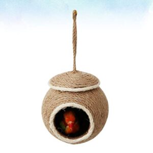 POPETPOP Hamster Toys Bird Toys Handing Bird Nest House - Weaving Rope Natural Shell Bird House, Lovebirds Breeding Nesting Box for Small Animal, Bird Cage Toy Hamster Toys Bird Toys