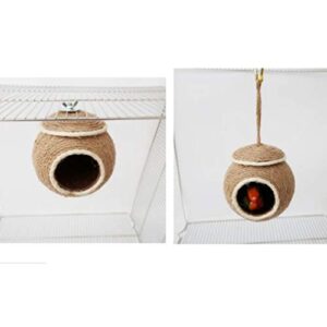 POPETPOP Hamster Toys Bird Toys Handing Bird Nest House - Weaving Rope Natural Shell Bird House, Lovebirds Breeding Nesting Box for Small Animal, Bird Cage Toy Hamster Toys Bird Toys