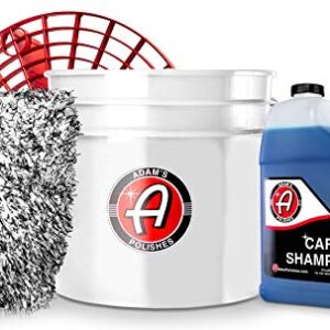 Adam’s Car Wash Kit Complete With Bucket & Grit Guard - Auto Detailing & Car Cleaning Kit | pH Best Car Wash Soap For Snow Foam Cannon, Foam Gun, Car Soap Wash For Pressure Washer