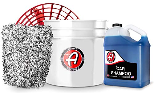 Adam’s Car Wash Kit Complete With Bucket & Grit Guard - Auto Detailing & Car Cleaning Kit | pH Best Car Wash Soap For Snow Foam Cannon, Foam Gun, Car Soap Wash For Pressure Washer