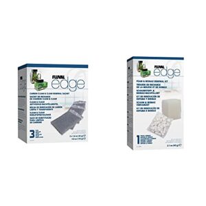 fluval edge aquarium filter media replacement bundle, carbon clean & clear renewal sachets and foam & biomax renewal