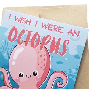 Sleazy Greetings Funny Valentine's Day Cards | Anniversary Cards for Husband Boyfriend | Birthday Card for Him | I Wish I Were an Octopus Card