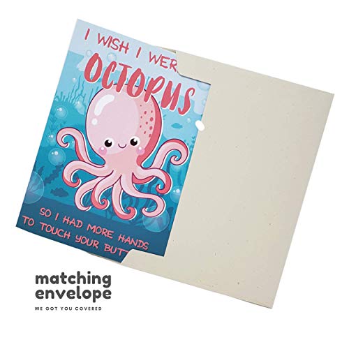 Sleazy Greetings Funny Valentine's Day Cards | Anniversary Cards for Husband Boyfriend | Birthday Card for Him | I Wish I Were an Octopus Card