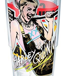 Tervis 1345089 Warner Brothers - Birds of Prey Harley Quinn Insulated Tumbler with Wrap and Red Lid, 24oz, Clear