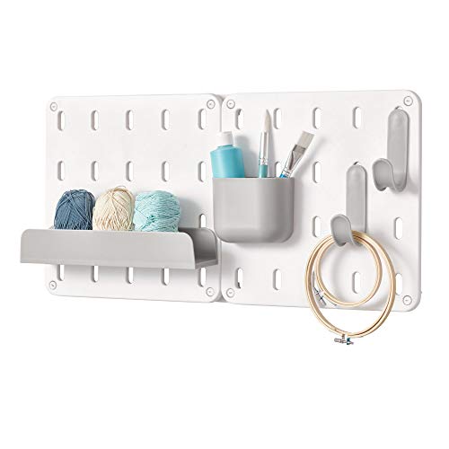 iDesign Cade BPA-Free Plastic Modular Hanging Pegboard Organizer Grid, 26" x 13" x 0.5", Matte White