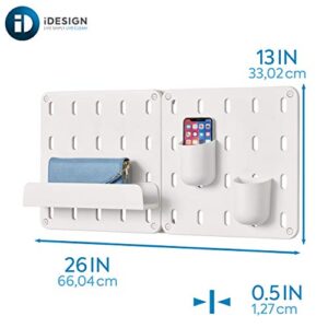 iDesign Cade BPA-Free Plastic Modular Hanging Pegboard Organizer Grid, 26" x 13" x 0.5", Matte White