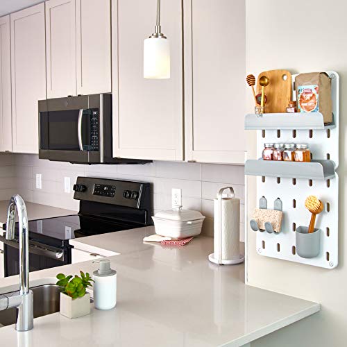 iDesign Cade BPA-Free Plastic Modular Hanging Pegboard Organizer Grid, 26" x 13" x 0.5", Matte White