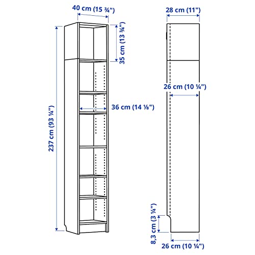 IKEA Billy Bookcase White 15 3/4x11x93 1/4 492.177.34